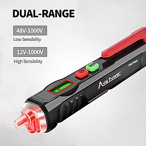 AVID POWER Voltage Tester, Non Contact Voltage Tester Dual Range AC 12V-1000V/48V-1000V, Electric Tester Pen with LCD Display, Buzzer Alarm&Live/Null Wire Judgment, Testing Pen with Flashlight