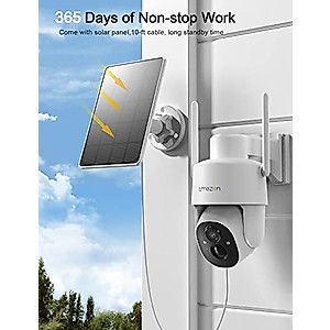 TMEZON Wireless Security Camera Outdoor, 2K Security Camera Wireless Solar Powered, PTZ WiFi Control, Color Night Vision with Pan Tilt 360° View