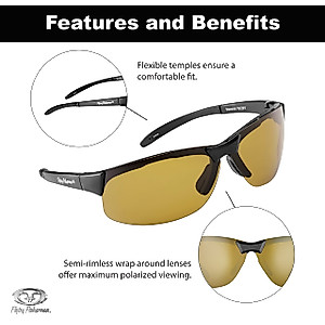 Flying Fisherman Maverick Polarized Sunglasses with AcuTint UV Blocker for Fishing and Outdoor Sports, Matte Black Frames/Yellow-amber Lenses