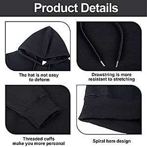 Zrycn Mens Hoodie Sweatshirt for Men, Plush Fleece Pullover Hooded Sweatshirts for Men, Soft Cotton-Blend Plain Casual Hoodies Black