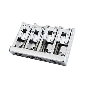Guyker Guitar Bass Bridge - 4-String A-Style Bass Bridge .656" .687" .718" .750" .787".687" String Spacing Adjustment, Chrome