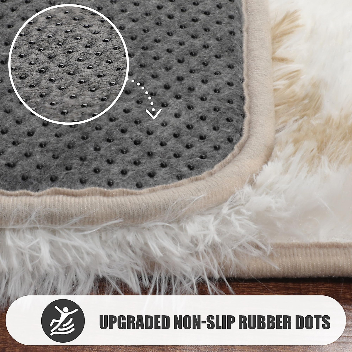 ONASAR Geometric Boho Area Rug for Living Room Bedroom, 4x6 White and Beige Rug, Shaggy Fluffy Area Rugs for Classroom, Dorm, Office, Playroom, Kids Room Decor, Nursery Rug Neutral, Soft Carpet