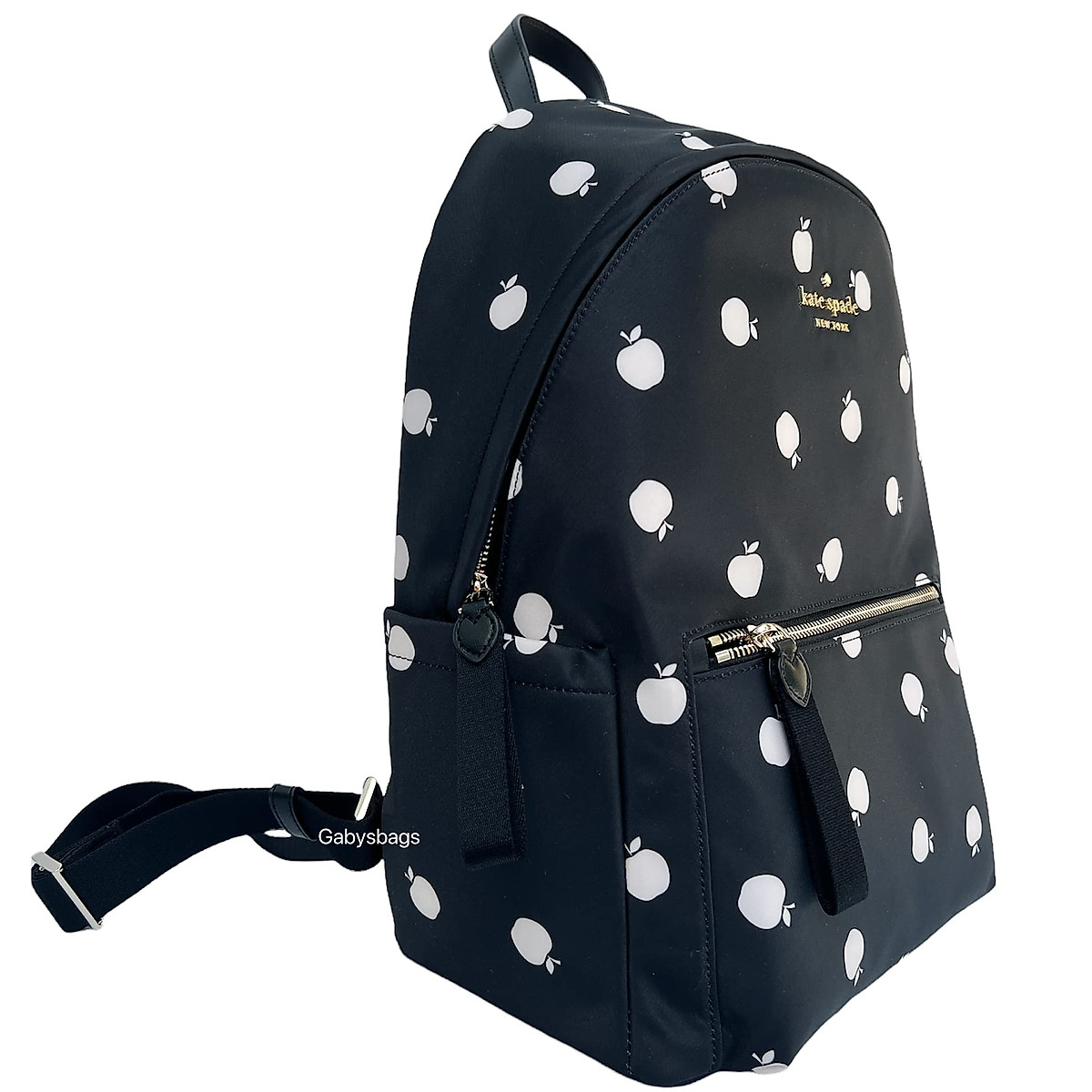 Kate Spade Chelsea Little Better Nylon Large Backpack Black Multi Apple