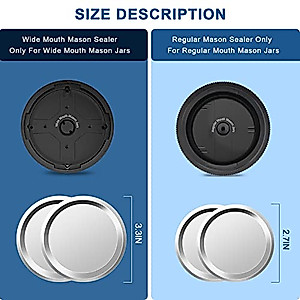 Vigeev Electric Mason Jar Vacuum Sealer, Cordless Vacuum Sealer Kit for Wide-Mouth & Regular-Mouth Mason Jars, for Food Storage and Fermentation, Black