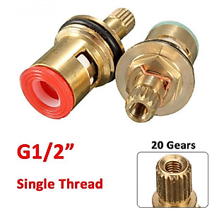 Faucet Ceramic Stem Cartridge Valve, G1/2" Brass Tap Ceramic Disc Cartridge Replacement for Bothroom Kitchen (Type A1- H44mm)