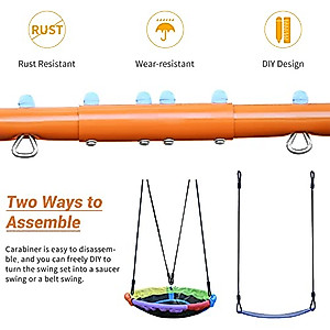 Swing Set for Backyard, 440lbs, Heavy-Duty A-Frame Metal Outdoor Stand, 1 Saucer Swing Seat & 1 Swings Seat