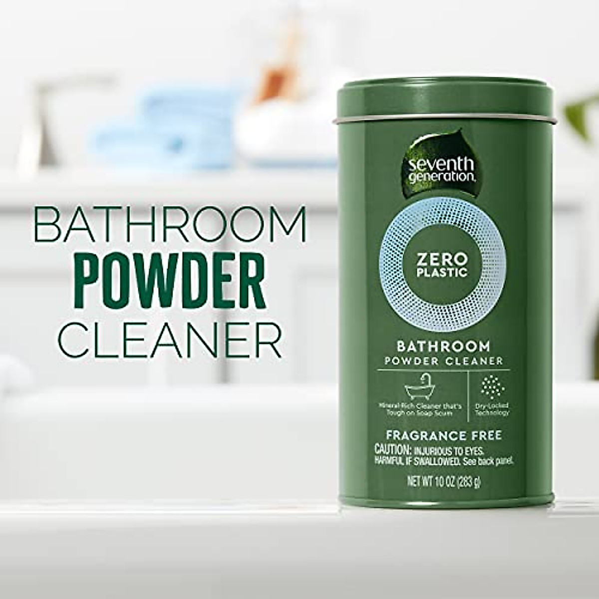 Seventh Generation Zero Plastic Bathroom Cleaner Powder, Fragrance Free, Unscented, 10 Oz