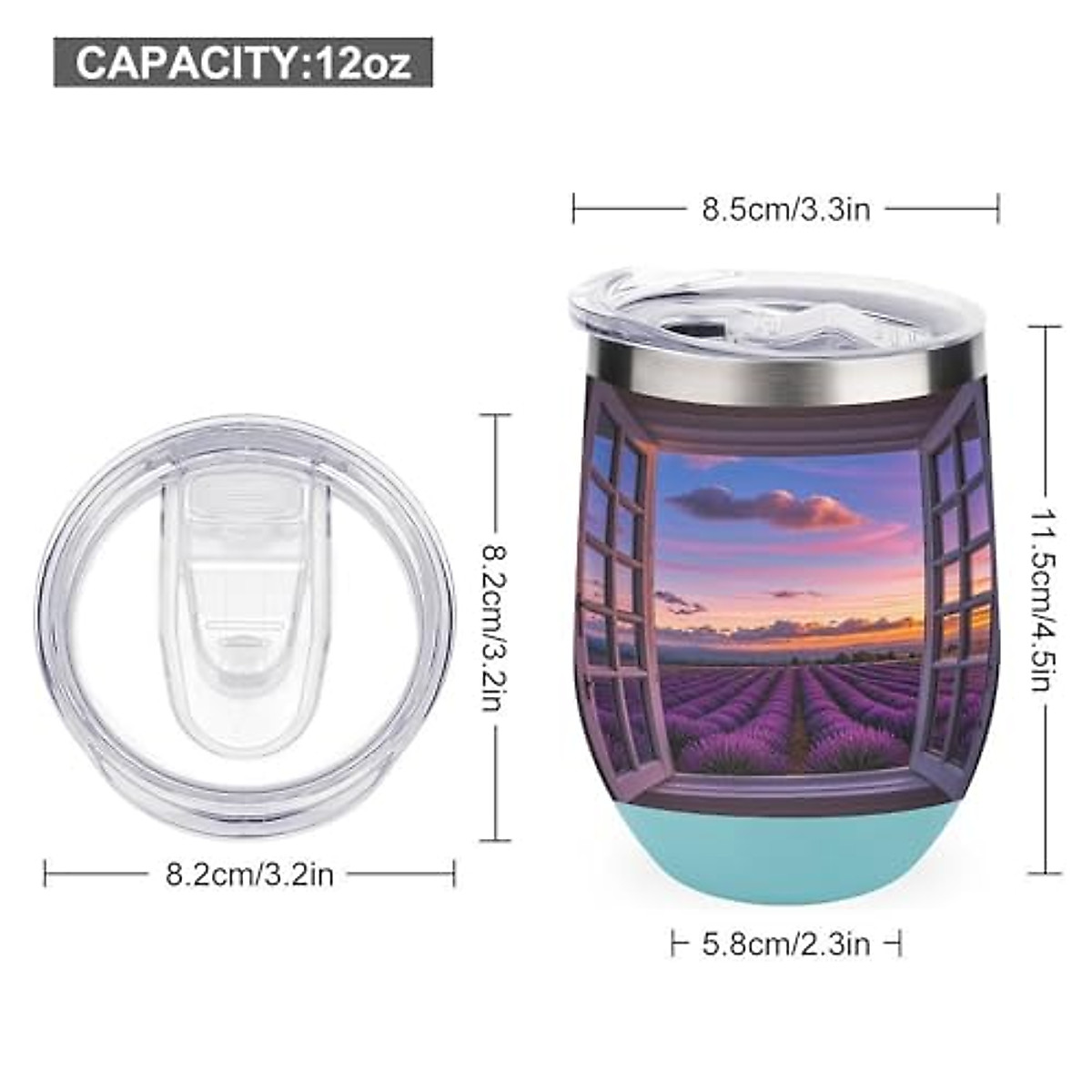 OPTKSNCU 304 Stainless Steel Insulated Cup with Lid, Purple Sunset Cloud Sky Lavender Flower Print Durable, And Easy to Clean – Ideal for Home, Office, And Gift Giving
