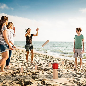 ropoda Kubb Game Premium Set - Game Set for Yard/Outdoor/Lawn/Beach - Pinewood Viking Chess Game with Carrying Bag for Adults and Kids