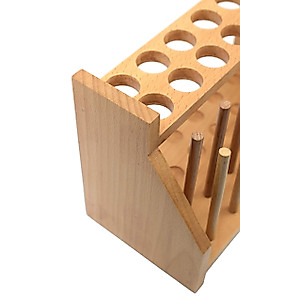 EISCO Wooden Test Tube Rack with 12 Draining Pins - Holds Tubes up to 25mm 9.3" Wide Premium Polished Wood Construction- Eisco Labs