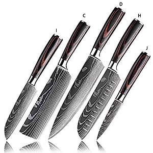 Professional Chef Knife Set 5 Pieces, Kitchen Knives Set Stainless Steel with Wood Handle Chef Knife Cooking Utility Bread Slicing Peeling Boning Knife (5PCS-KNIFESETS)