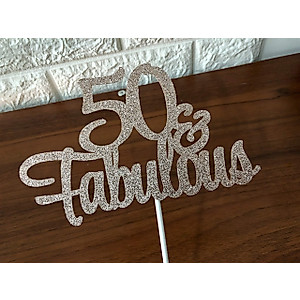 50 and Fabulous Cake Topper Rose Gold Glitter 50 Birthday Cake Topper, Fifty and Fabulous Cake Topper 50th Birthday Cake Topper for Women