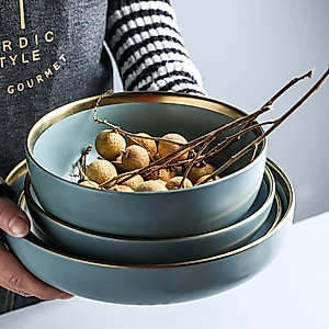 GagalU Porcelain Dinnerware Set24,32,41PCS Ceramic Dinnerware Set Nordic Dark Green Tableware Creative European Ceramic Tableware with Bowl Plate Service for 6,810