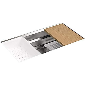 KOHLER 5540-NA Prolific 33 Inch Workstation Stainless Steel Single Bowl Kitchen Sink with Included Accessories, Undermount Installation, Stainless Steel