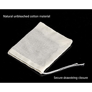 GIYOMI 20 Pcs Muslin Drawstring Bags,Natural Unbleached Cotton Straining Herbs Cheesecloth Bags, Coffee Tea Brew Bags, Soup Gravy Broth Stew Bags, Bone Broth Brew Bags,Spice Bags, 4 x 3 Inches