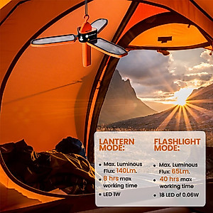 EXORUX 3in1 Solar Camping Lantern/Outdoor Tent Flashlights for Camping, Collapsible Clover Style LED Emergency Light, USB Fast Rechargeable Solar Lantern for Power Outages, Hanging Camping Flashlight