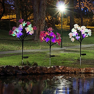 ELTUILMP Outdoor Solar Garden Lights, 2 Pack Solar Patio Lights with 42 Flower Lights Colors Changing LED Solar Powered Lights for Garden Patio Yard Pathway Decoration