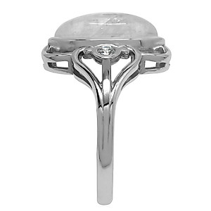 Silvershake 14X7mm Natural Marquise Shape Moonstone 925 Sterling Silver Victorian Swirl Style Ring Size 10