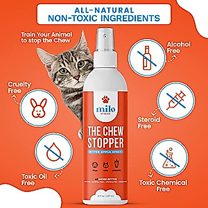 Milo by Bone Bitter Apple Spray for Dogs to Stop Chewing | Non-Toxic, Safe & Alcohol-Free | No Chew Spray for Dogs | Extreme Bitter Formula | Indoor & Outdoor Use