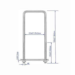 FOCMKEAS 4 Sets 304 Stainless Steel Square U-Bolts 2-3/4"(70mm)Inner Width, 7.09"(180mm)Length Stainless M8 with Nuts, Frame Plate, Accessories for Automobiles Trailer, Boat Trailer Industrial Parts