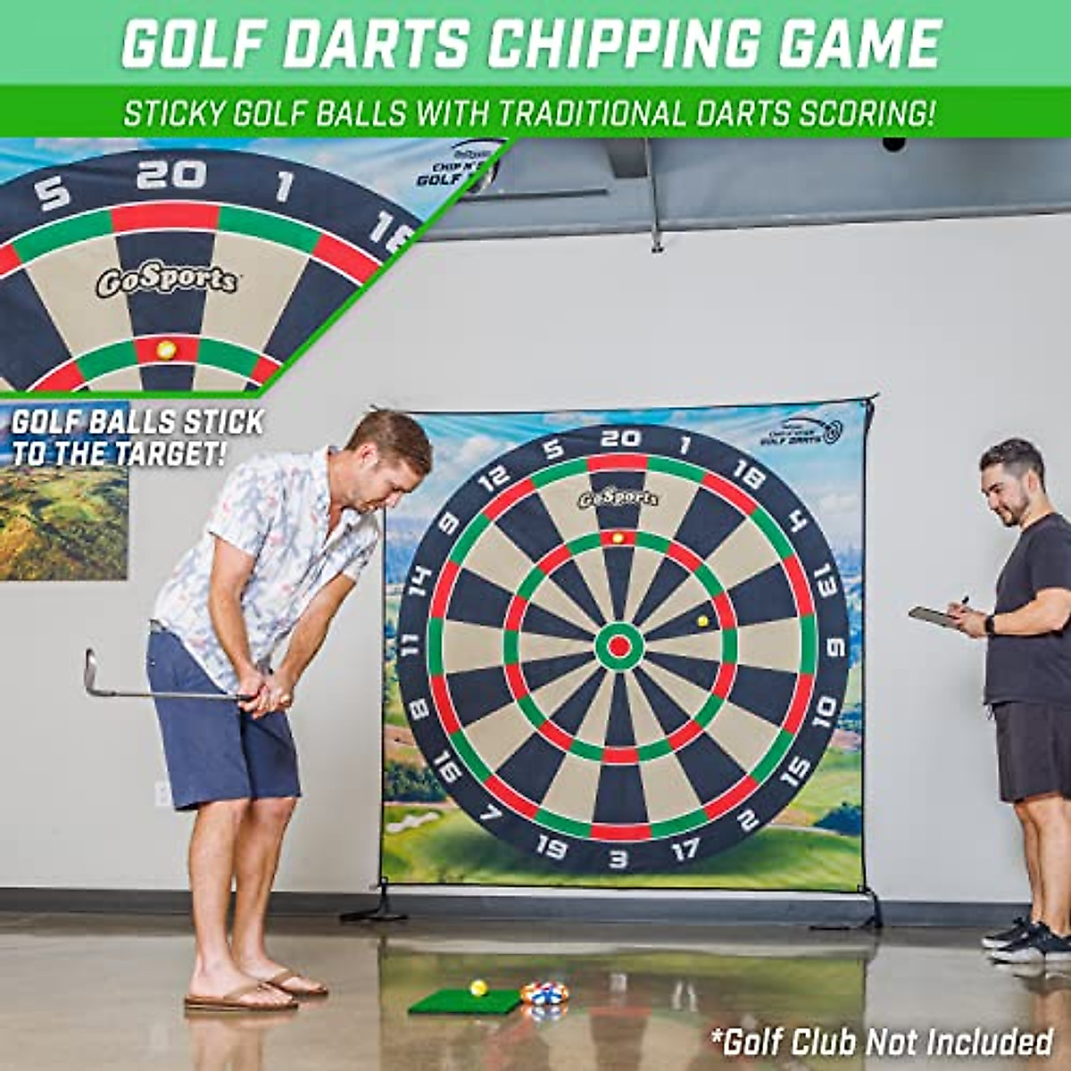 GoSports Chip N' Stick Golf Games with Chip N' Stick Golf Balls - Giant Size Targets with Chipping Mat - Choose Classic or Darts