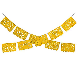 Yellow Party Decorations Papel picado Banners for Fiestas, Weddings, Birthdays, Bridal Showers and Baby Showers, Made from Tissue Paper WS65
