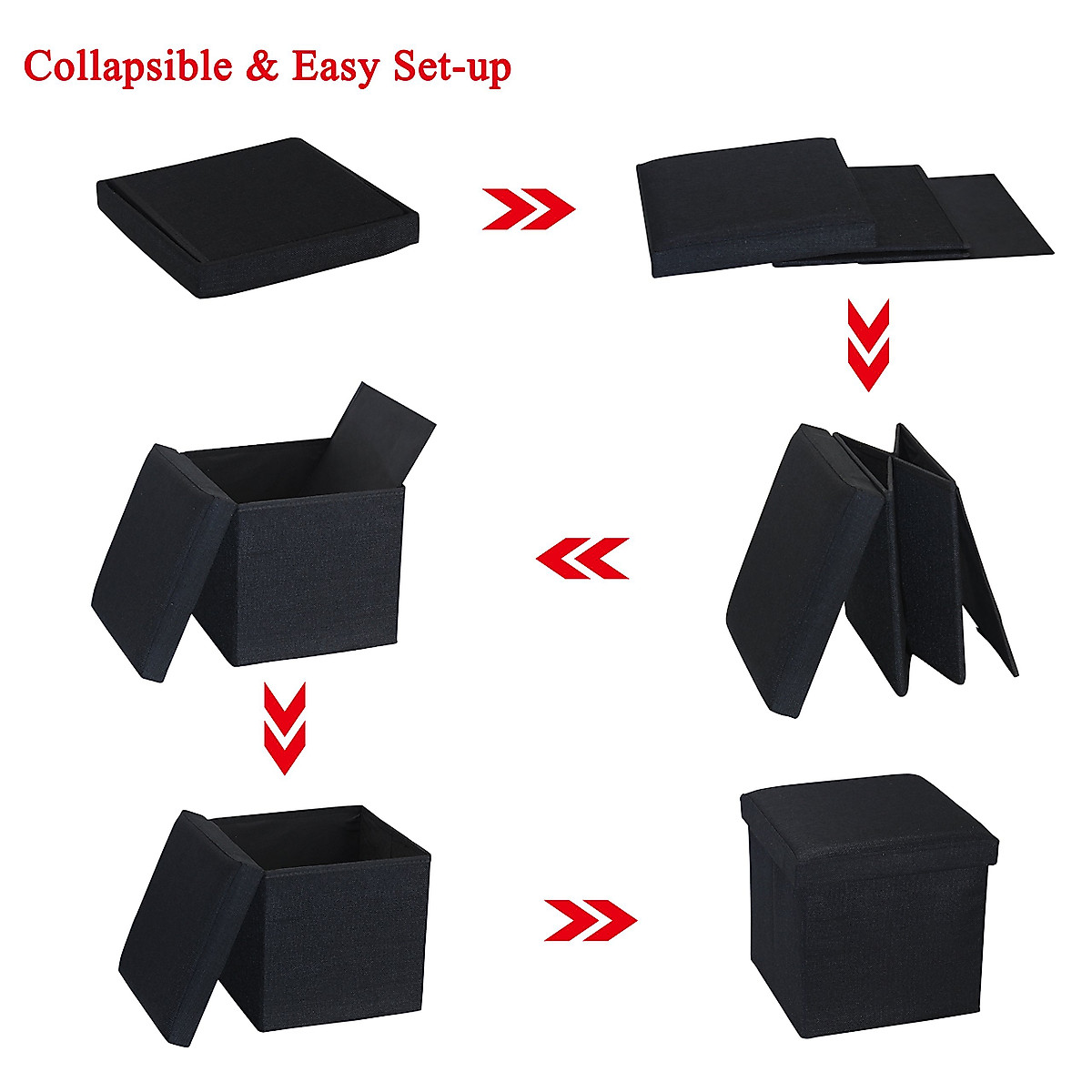 NISUNS OT01 Linen Folding Storage Ottoman Cube Footrest Seat, 12 X 12 X 12 Inches (Linen Gray)