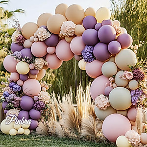 Dusty Purple Pink Balloons - Double Stuffed Lavender Pink Nude Balloon Garland White Sand Blush Ivory Balloon Pastel Lilac Balloon Arch Kit for Birthday Baby Shower Bridal Wedding Party Decorations