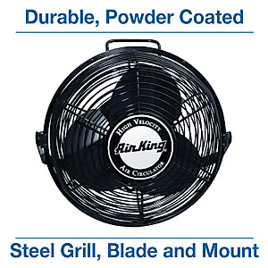 Air King 9312 Powder-Coated Steel Multi-Mount Wall Fan, Black