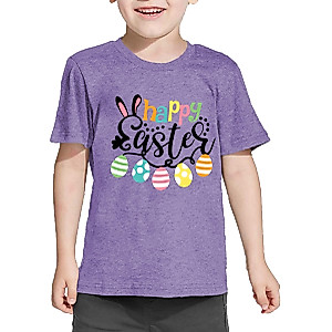 Happy Easter T Shirt Toddler Baby Girls Boys Bunny Rabbit Graphic T-Shirt Easter Egg Letter Print Tees Tops Purple