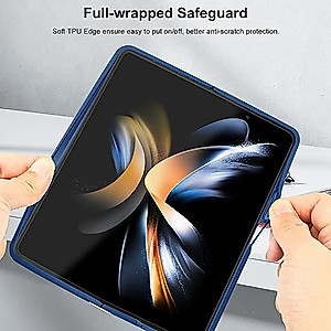 MALEWOLF Compatible with Samsung Galaxy Z Fold 5 Case [Camera Lens Protector] [Hinge Connector], Matte Translucent Slim Shockproof Silkly PC & TPU Phone Cover for Samsung Z Fold 5 Women Men (Blue)