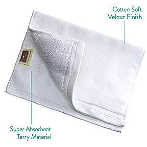 Monogrammed Towels Fingertip, Personalized Gift, 11 x 18 Inches - Set of 4- Silver Embroidered Towel - Extra Absorbent 100% Cotton- Soft Velour Finish - For Bathroom/ Kitchen/ Spa- Initial C (White)