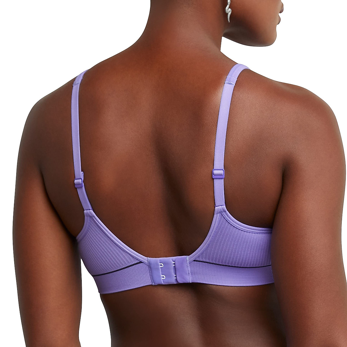 Hanes Women's Originals Contour Wireless, Seamless Rib Bralette, ComfortFlex Fit, Lively Lavender, X Large