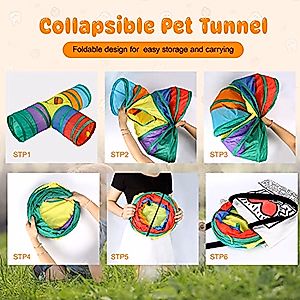 BWOGUE Bunny Tunnels & Tubes Collapsible 3 Way Bunny Hideout Small Animal Activity Tunnel Toys for Dwarf Rabbits Bunny Guinea Pigs Kitty