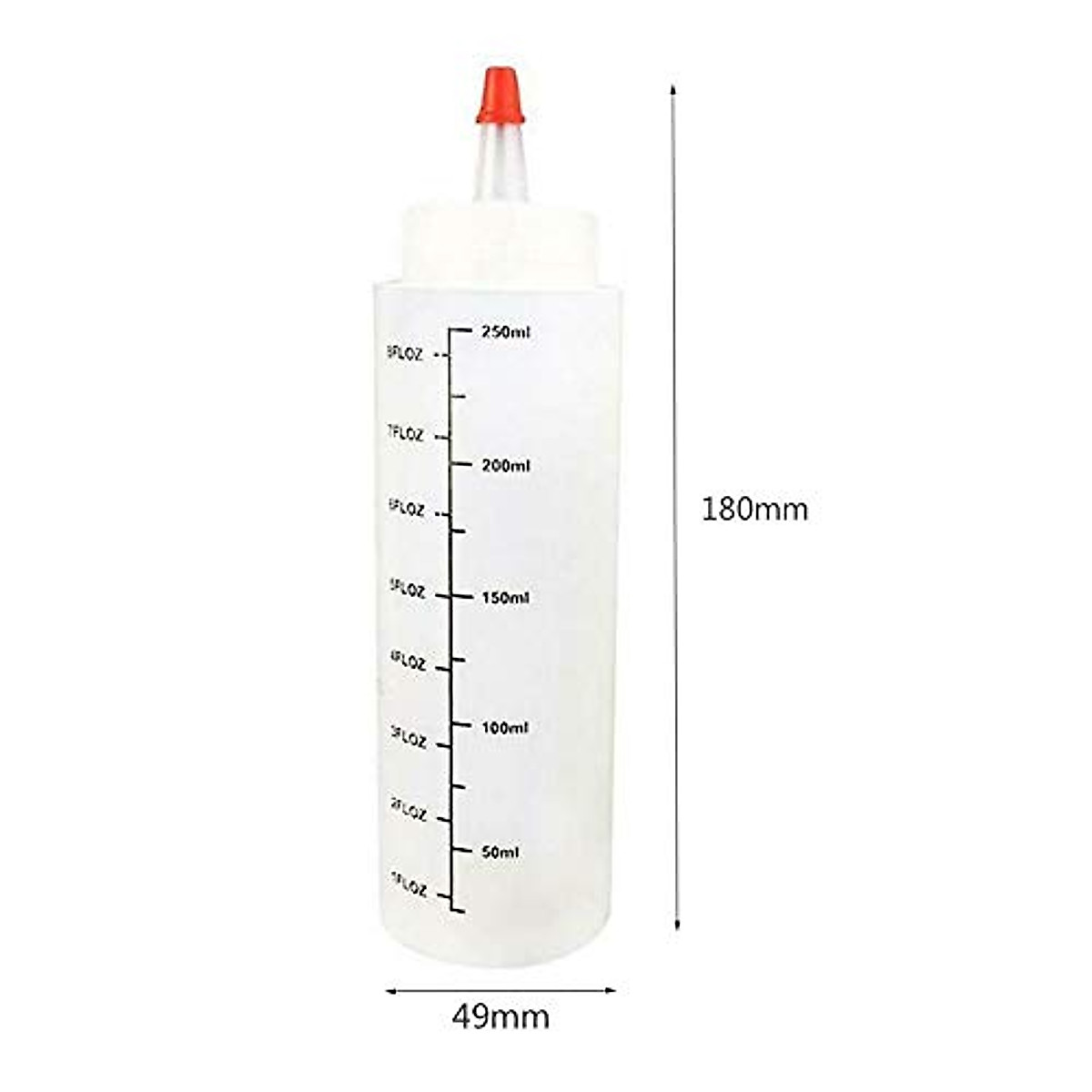 QAQE 1pcs 250ml/8.80Z Squeeze Condiment Bottles, Squeeze Bottles for Sauces, Small Squeezy Measuring Bottle with Nozzle,Plastic Dispensing Bottles for Ketchup Mustard BBQ Chilli Sauce Olive Oil