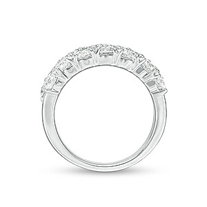 4 Cttw Diamond Double Row Anniversary Ring in 10K White Gold (4 Cttw, J-I2) Diamond Wedding Engagement Ring