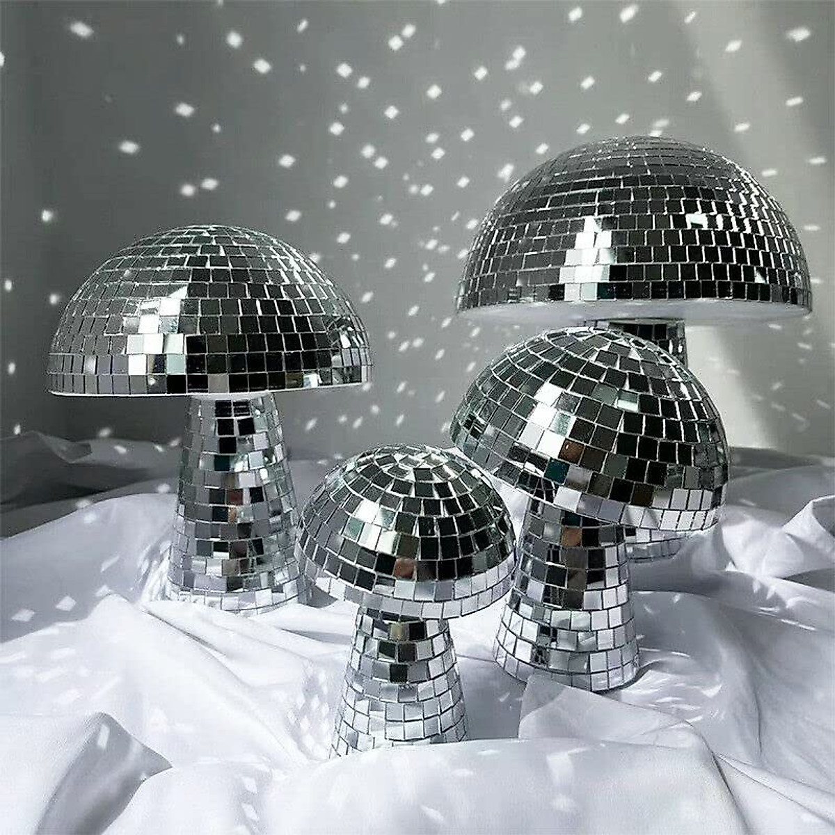 Mushroom Disco Ball for bar, Party, Room, Table Decor - Mirror Disco Ball Mushroom Shape Home Art Decorations (S 5.6 Inches)