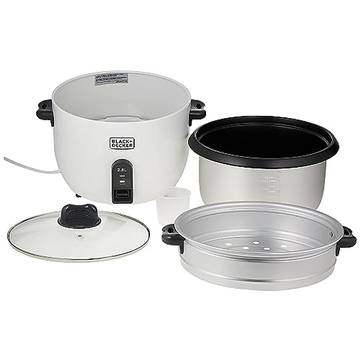 Black & Decker RC2850 1100W 2.8 L 11.8 Cup Rice Cooker (Non-USA Compliant), White, standard