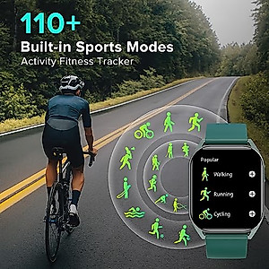 BRIBEJAT Smart Watch for Men Women Compatible iPhone Samsung Android, Voice Assistant & Answer/Make Call, 1.83'' Fitness Tracker IP68 Waterproof, 110+ Sports, Spo2/Heart Rate/Sleep Monitor, BT6