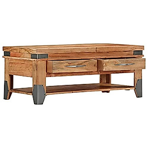 QJBSAVVA Coffee Table 43.3"x20.5"x17.7" Solid Acacia Wood,Entrance Table Tray Tables Center Table Low Table Suitable for Meeting Rooms, Reception Rooms, Offices