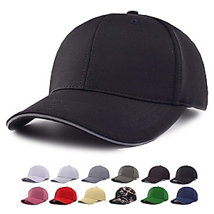 TSSGBL M,L,XL,XXL Men's Plain Baseball Cap Big Head Hat Large Adjustable Blank Trucker Work Ball Caps-Black
