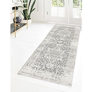 MICRODRY - Runner Rug! Low-Profile Design for a Sleek, Bulk-Free Look. Machine Washable, Stain-Resistant, Skid-Resistant Backing, Ideal for Bedroom Hallway, Kitchen, or Entryway, 2x7, Tara (Grey)