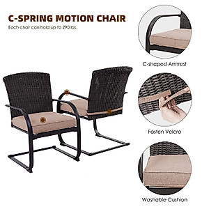 Grand patio 6 Piece Outdoor Wicker Dining Chairs, Spring Patio Furniture Dining Chairs Set of 6 with Cushions for Garden Pool Backyard Lawn, Beige