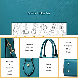 CHICAROUSAL Crossbody Purses and Handbags for Women PU Leather Tote Top Handle Satchel Shoulder Bags (Blue Green)