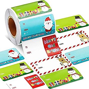 Outus 500 Pieces Christmas Tags Christmas Santa Claus Stickers Self Adhesive Christmas Tag Christmas Festival Birthday Wedding Holiday Decor (Classic Style, 2.95 x 1.6 Inch)