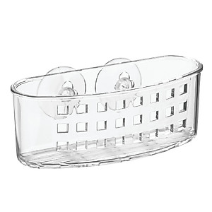 iDesign Plastic Sponge Holder Suction Cups Ideal for Kitchen Sinks and Bathroom Organization, 6.5" x 2.5" x 2.5", Clear