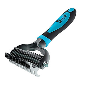 Dog Brush and Cat Brush Special for deshedding Pet with Thick, Medium, Long, Curly, and Wiry Hair -2 Sided Pet Grooming Tool, Mats & Tangles Dematting -No More Nasty Shedding and Flying Hair