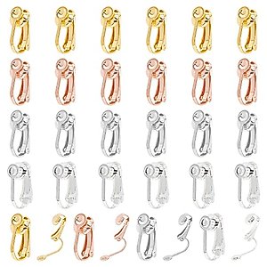 UNICRAFTALE 32pcs 4 Colors Stainless Steel Clip-on Earring Non-Pierced Earring 15mm Metal Huggie Fake Ear for DIY Earring Jewelry Making