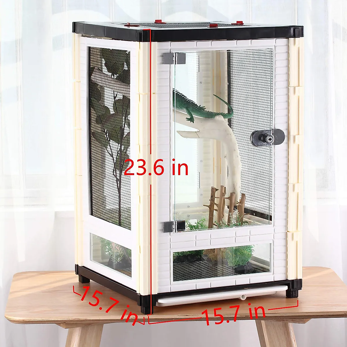 crapelles 15.7x15.7x23.6 inches Bird Cage, Amphibian Habitat, Reptile Tank, Pet Box, Easy Assembly White Ventilation Cage for Hamster, Chinchillas, Hedgehog, Snake,Lizard, Parrot