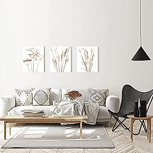 ASTRDECOR Botanical Plant Wall Art Farmhouse Decor Leaf Floral Wall Decor Canvas Wall Art for Living Room Kitchen Boho Home Decor Framed Ready to Hang- 12"x16"x3 Panels